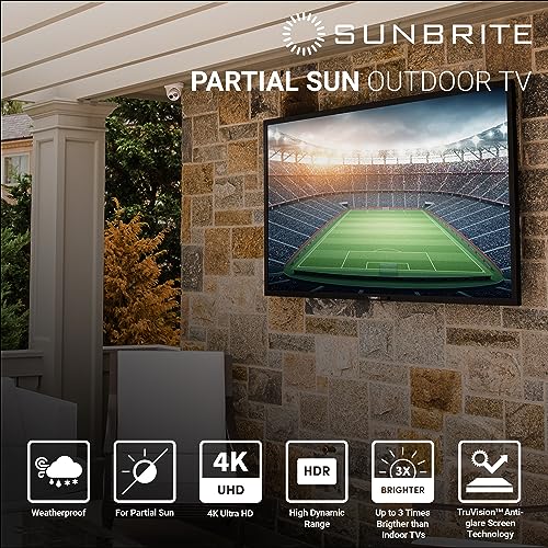 SunBrite 75-Inch Outdoor Television 4K with HDR - Signature 2 Series - for Partial Sun SB-S2-75-4K-BL (75-inch, Black)