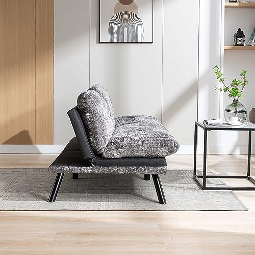 72" Sofa Bed Couch,Convertible Futon Sofa Bed,Modern Sleeper Sofa Couch with Metal Legs,Folding Loveseat Sofa with Adjustable Backrest for Living Room,Bedroom,Office,Small Space (Grey)