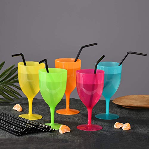 ALINK 500 Black Straws + 100 Extra Long Black Plastic Straws