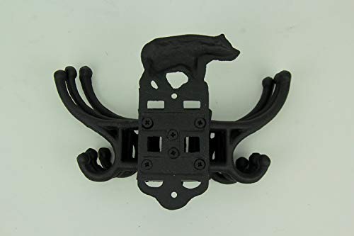 Black Cast Iron Rustic Bear Pivoting Wall Hook