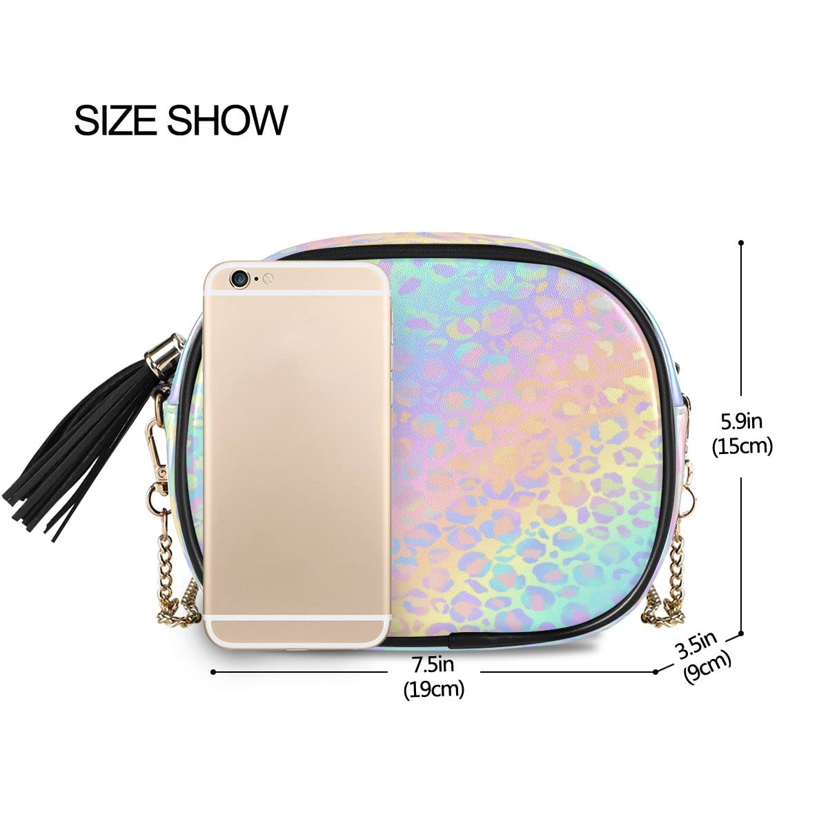 ALAZA Tie Dye Leopard PU Leather Small Women Crossbody Shoulder Bag Purse Wallet with Adjustable Chain Strap