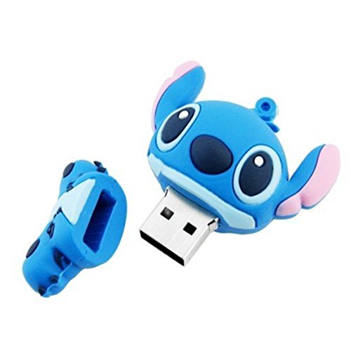 Novelty Stitch Blue Shape Design 16GB USB 2.0 Flash Drive Cute Memory Stick Stitch Thumb Drive Data Storage Pendrive Cartoon Jump Drive Gift (Stitch Blue-16GB)