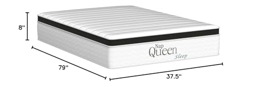 NapQueen Twin-XL Mattress, 8 Inch Maxima Hybrid Cooling Gel Infused Memory Foam and Innerpring Mattress, Twin-XL Bed Mattress in a Box, CertiPUR-US Certified, Medium Feel