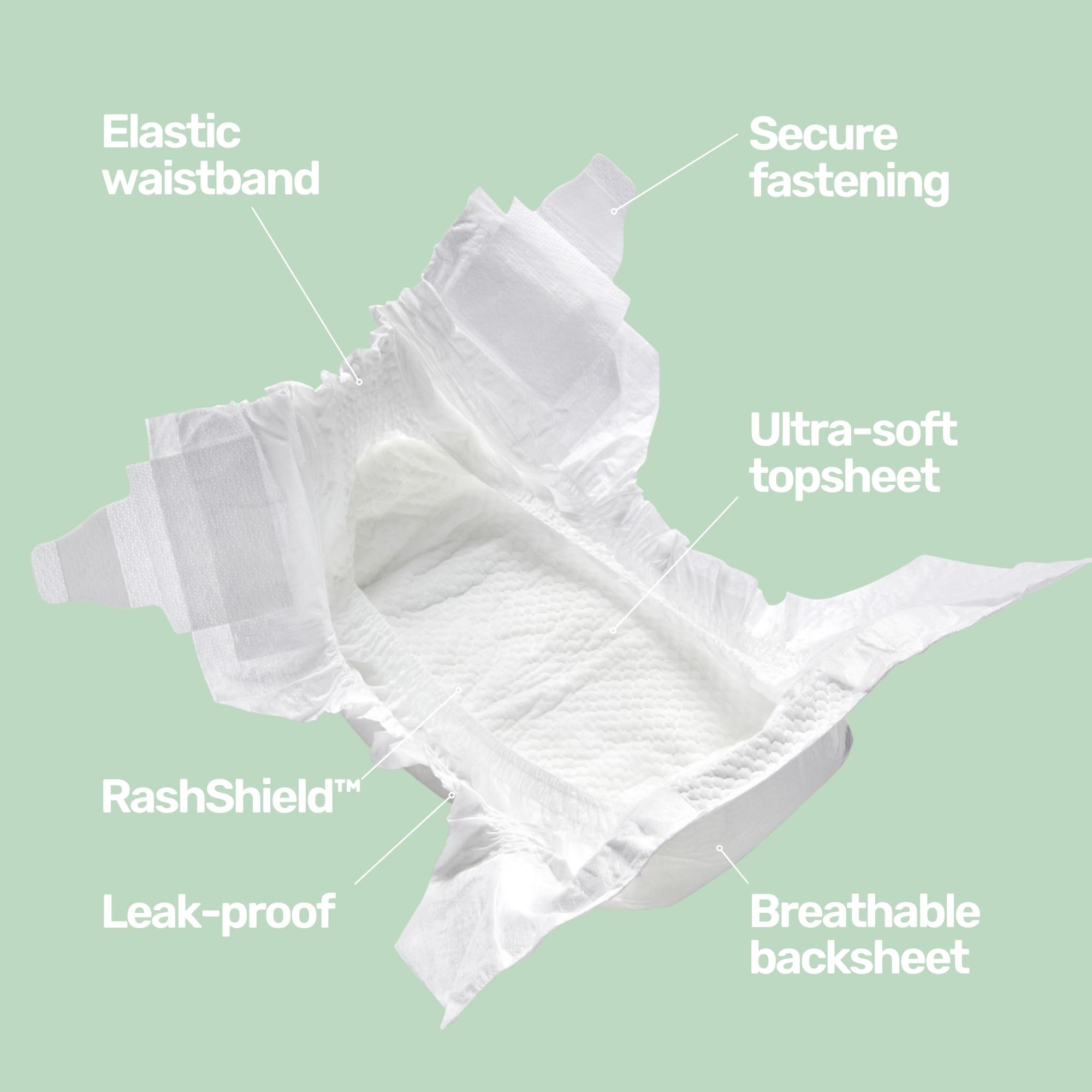PARASOL Clear+Dry Disposable Diapers, RashShield Protection, Leakproof Design, Hypoallergenic, Size 1 (7-14 lbs), 160 Count