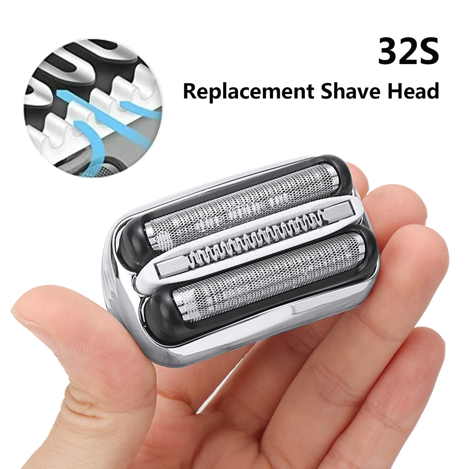 Aijen 3 Series 32s Shaver Replacement Heads - Compatible with Series 3 Replacement Heads - Compatible with 3 Series Models 3000s, 3010s, 3040s, 3050cc, etc., Silver