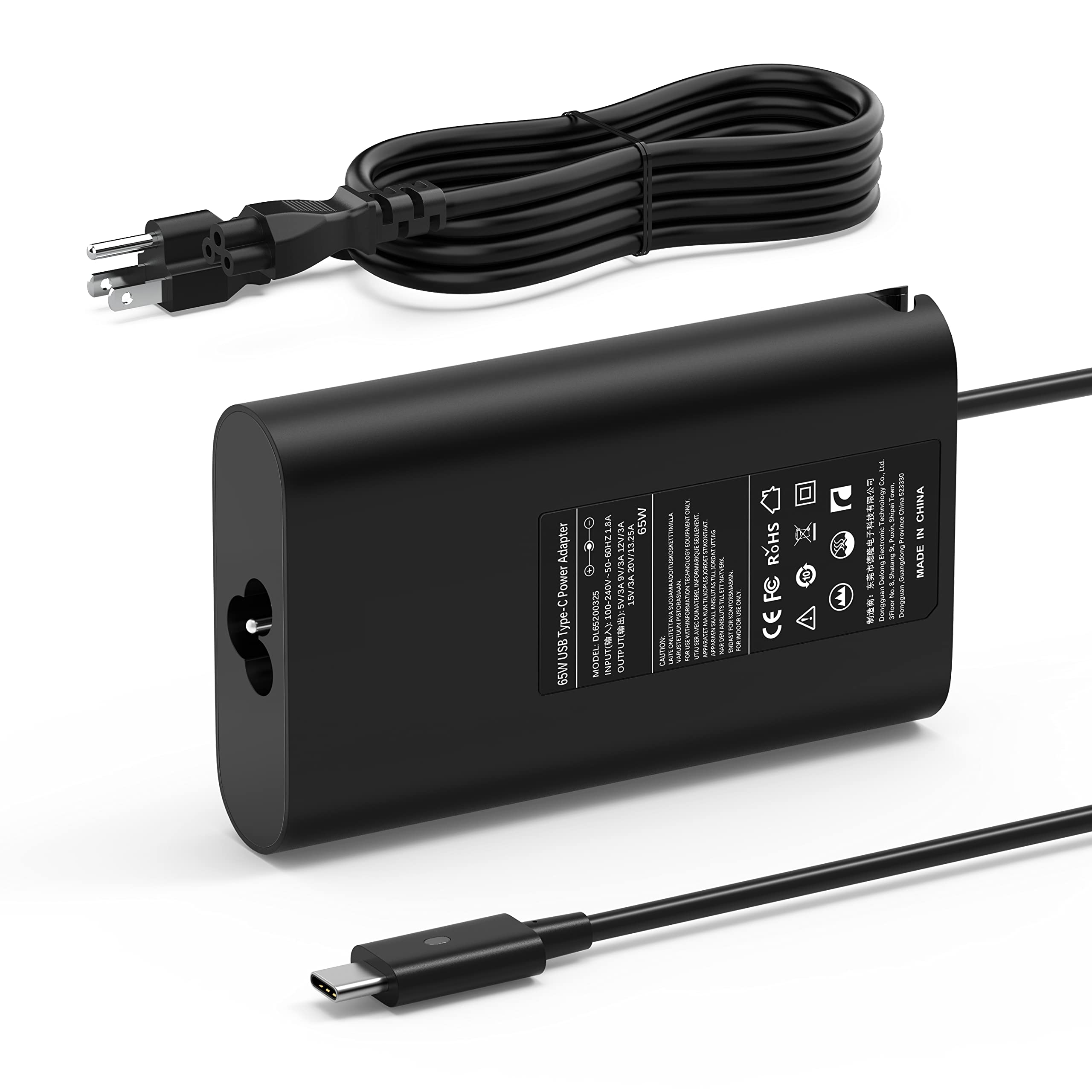 65W USB C Laptop Charger for Dell Chromebook 3100 3300 3380 3400 3500 5190 5300 5400 7200 7300; Dell LA65NM170 2YKOF LA45NM150 0HDCY5 Type C Power Supply Cord
