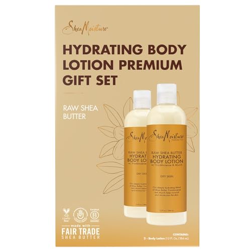 SheaMoisture Body Lotion 2-Pack – Raw Shea Butter Hydrating Moisturizer w/Frankincense and Myrrh, Gifts for Women, 13 Oz Ea
