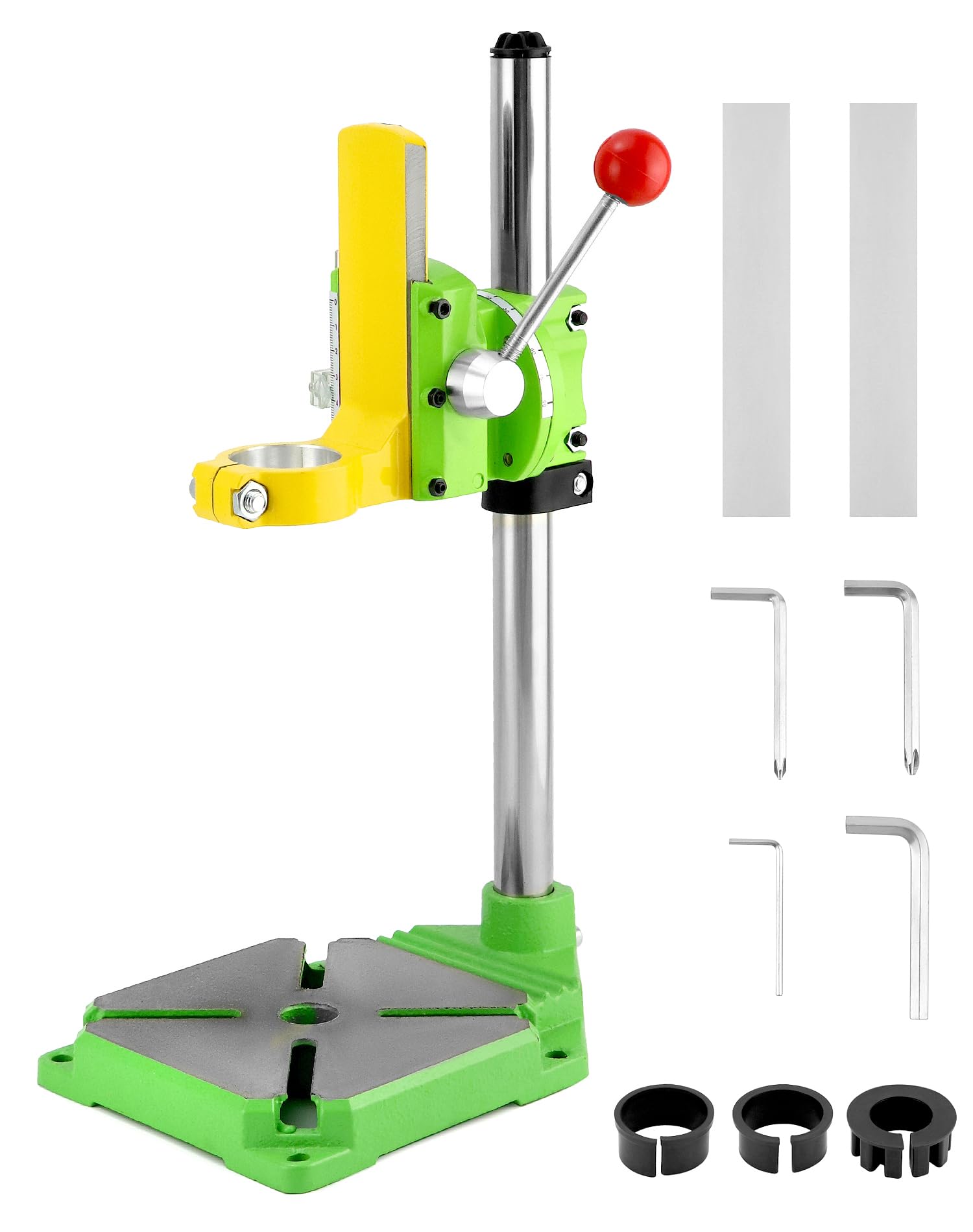 QWORK Drill Press Stand, Heavy Duty Floor Drilling Press/Rotary Tool Workstation,Table Top Drill Press 90° Rotating Fixed Frame for Drilling Collet, Drill Press Table, Drill Workbench Repair