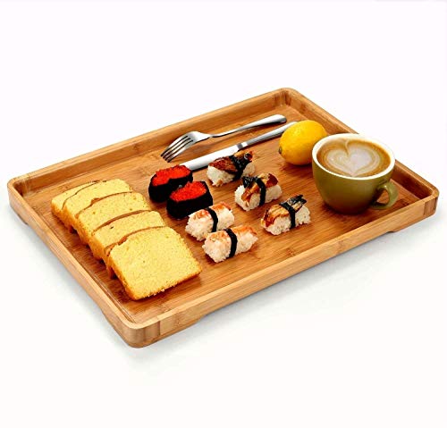 smylls Organic Bamboo Serving Tray, Cheese Plates Coffee Tea Serving Tray Fruit platters Party Dinner Plates Sour Candy Tray