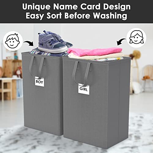 75L Large Laundry Hamper with Handles, Dirty Clothes Hamper for Bedroom Waterproof, Freestanding Tall Laundry Basket Waterproof, Hamper for Bedroom, Bathroom, Dorm, Toys Storage(Grey)