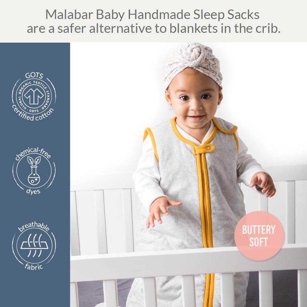 Malabar Baby Organic Cotton Lightweight Wearable Blanket, TOG 0.6 Baby Sleeping Sack for Newborns, Unisex, Erawan, Extra Large (36-48M)