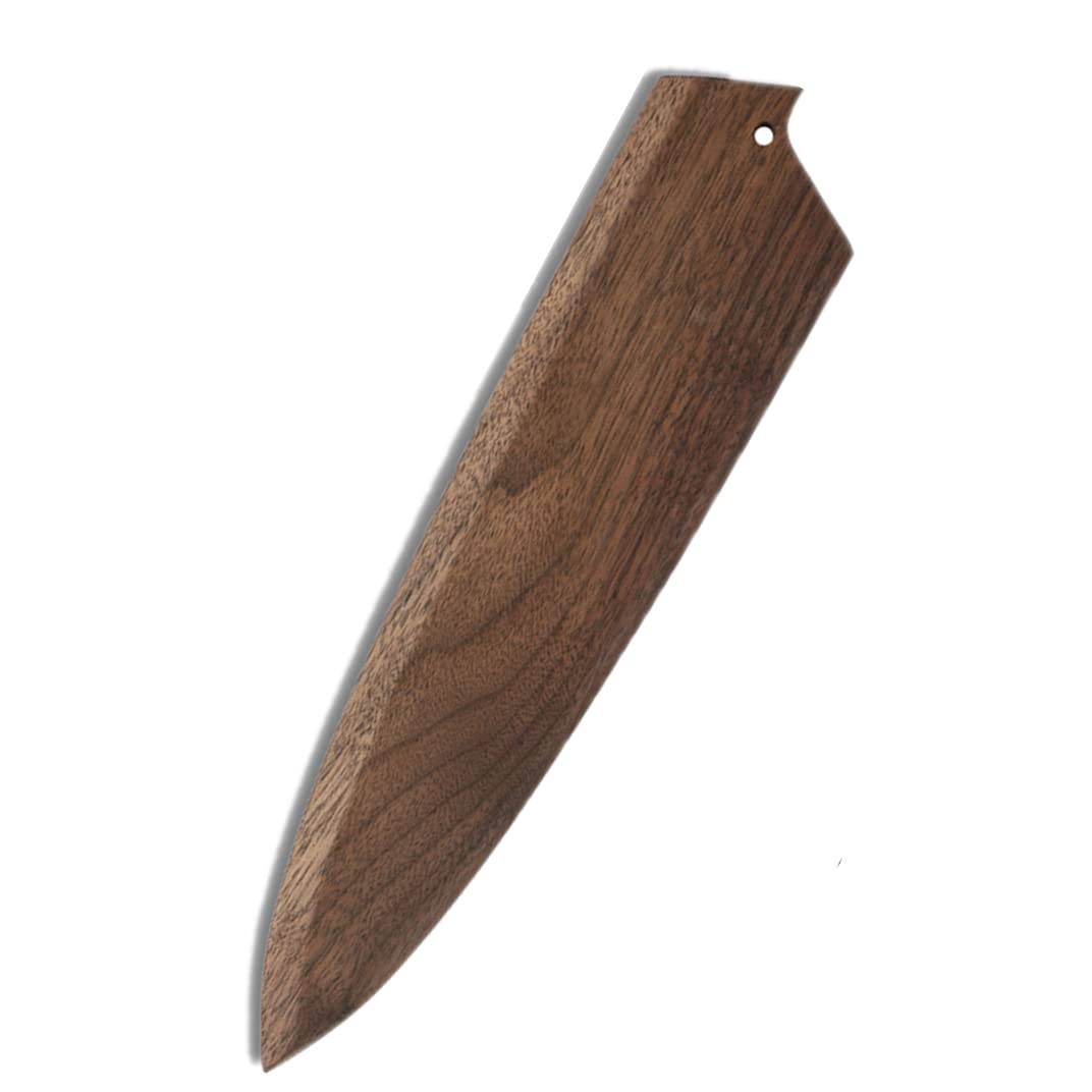 Aibote Handmade Natural Black Walnut Wood Japanese Gyuto Chef Knives Sheath Magnetic Knife Case Holder Protector Wooden Cover (A,8 inch)