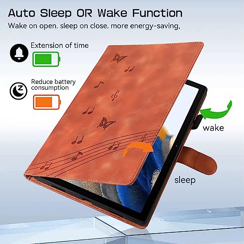 Business Special Butterfly Phonogram Pattern Cover with 2 Credit Card Slots Pencil Holder Kickstand Protective Case for iPad Air 1/iPad 5 9.7"-Brown