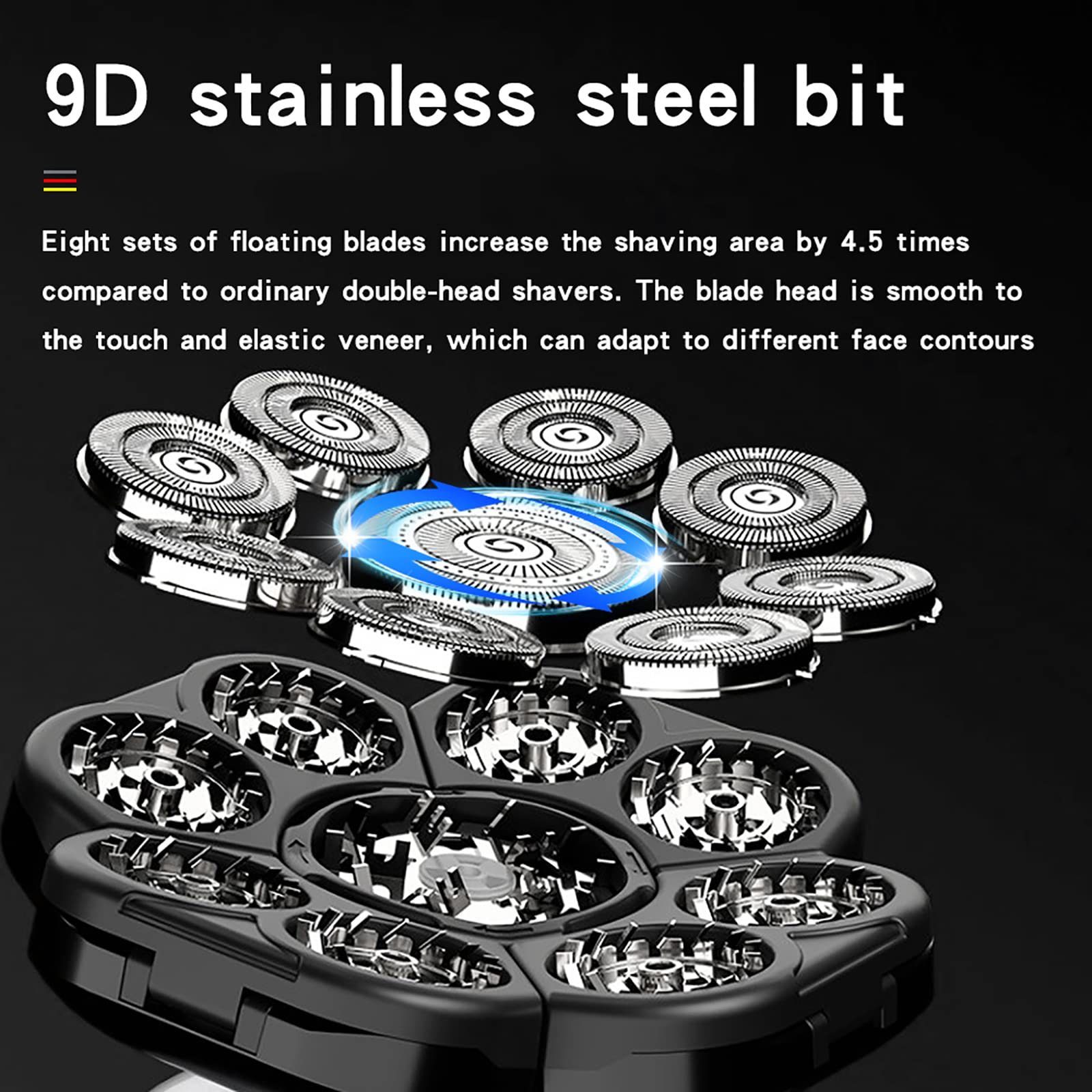 9D Head Shavers for Bald Men, 6-in-1 Electric Bald Head Shavers for Men, Cordless Beard Shavers, Waterproof Wet/Dry Mens Grooming Kit, USB Rechargeable