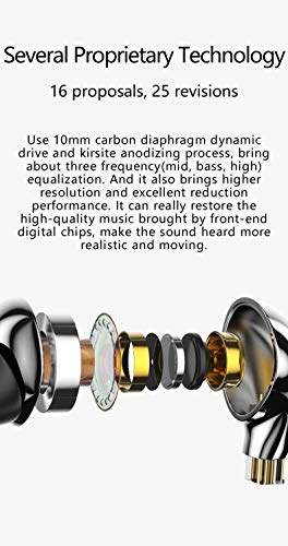 H HIFIHEAR BLON BL03 in Ear Earphone,10mm Carbon Diaphragm Dynamic Drive in Ear Earphone, Metal Shell Bass HiFi DJ in Ear Monito with 2pin Detachable Cable