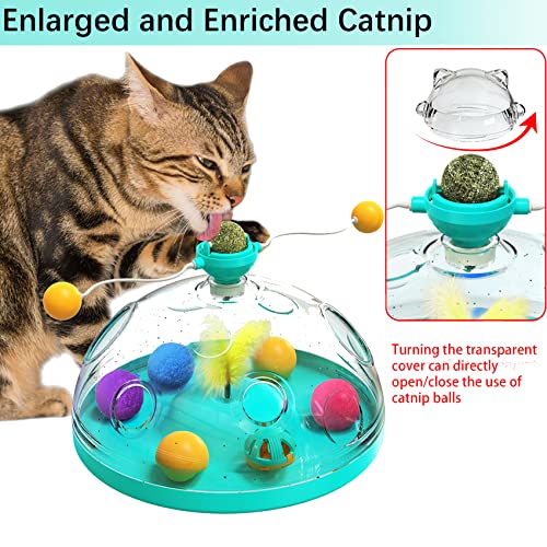 asdtrpoi Cat Toys for Indoor Cats Interactive Cat Toy Puzzles Smart stimulating Mental Stimulation Brain Games Teaser Catnip Ball Track Balls with Feather and Pet Bowl