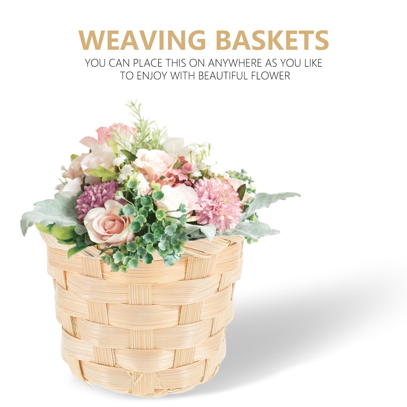 SAFIGLE Wicker Trash Can Bathroom Trash Can Bamboo Desk Paper Wastebasket Straw Basket Weaving Organizer Bamboo Storage Basket Rattan Trash Can