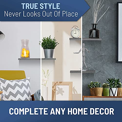 Under.Stated Floating Shelves, Wall Hanging Shelf Set of 3 for Living Room, Office, Kitchen, Bathroom &, Perfect Home Room Wall Decor, Farmhouse Gray