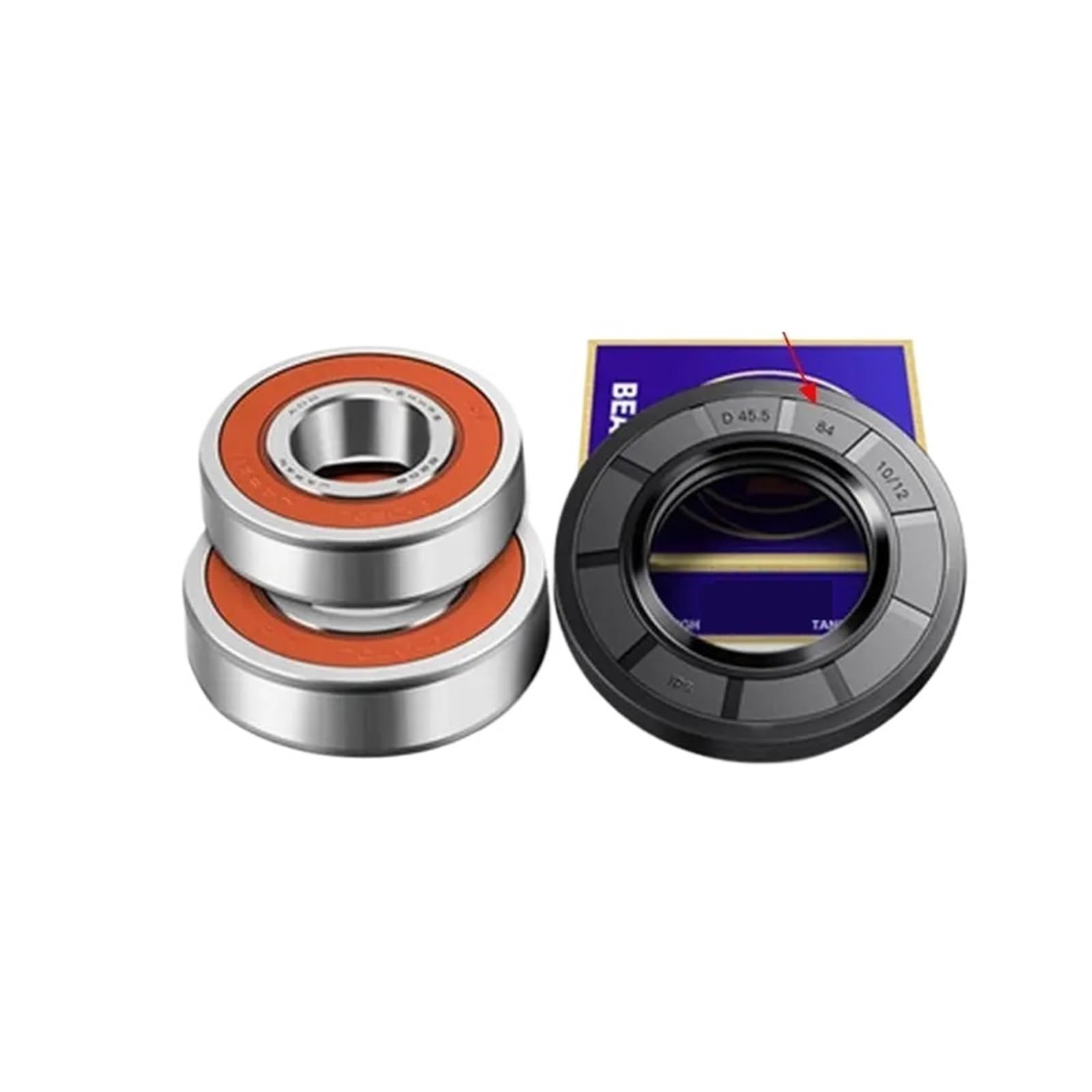ALturn Compatible for Samsung, Drum Washing Machine Water Seal(45.5 * 84 * 10/12)+bearings 2 PCs(6206 6207) Oil Seal Sealing Ring Parts