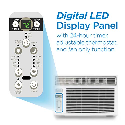 BLACK+DECKER BD06WT6 Window Air Conditioner with Remote Control, 6000 BTU, Cools Up to 250 Square Feet Energy Efficient, White