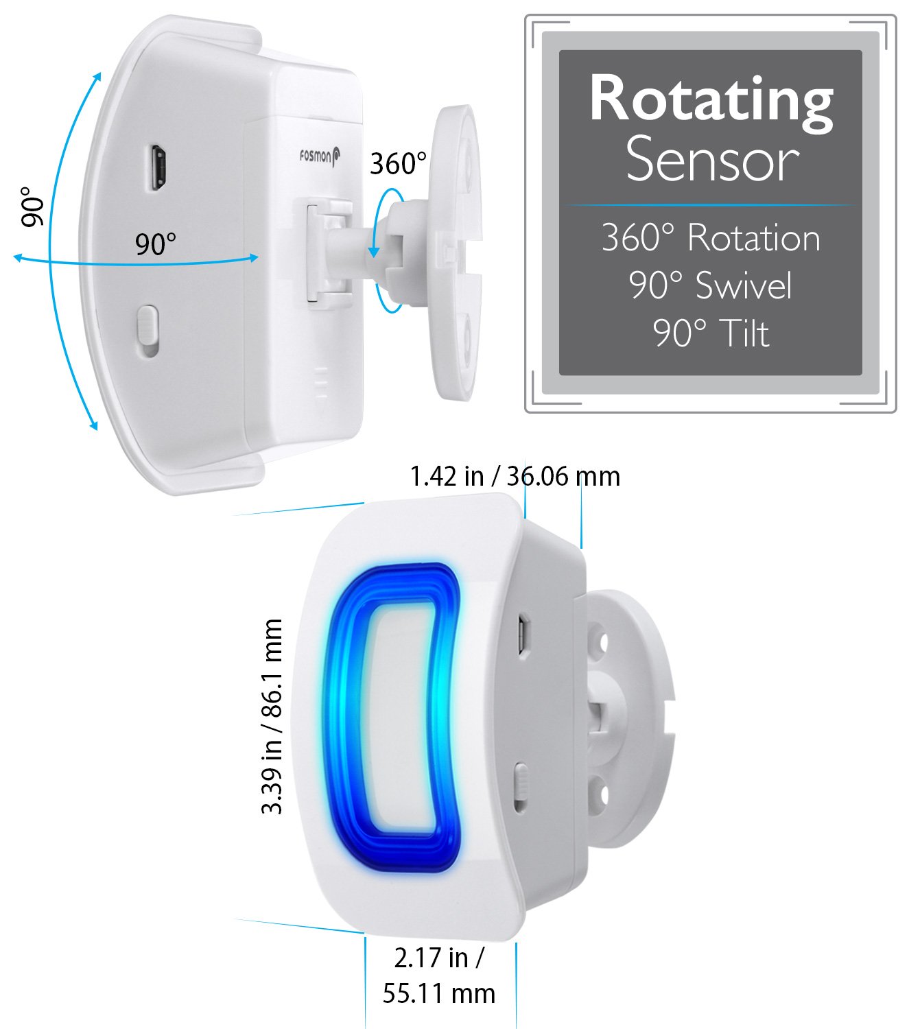 Fosmon WaveLink 51054HOM Add-On Door Motion Sensor Unit (No Receiver) - White