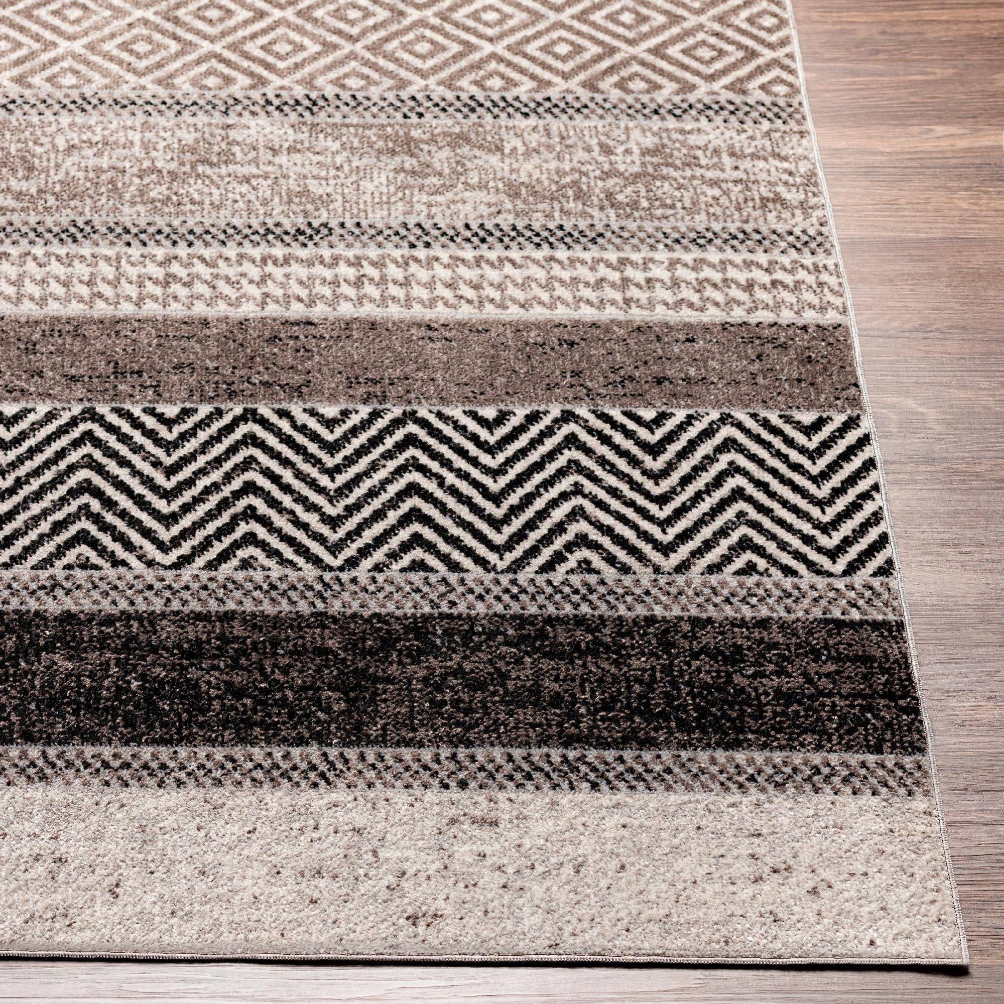 Mark&Day Washable Rugs, 8x10 Sandborn Modern Medium Gray Area Rug, Black Grey Beige Carpet for Living Room, Bedroom or Kitchen (7'10" x 10', Machine Washable)