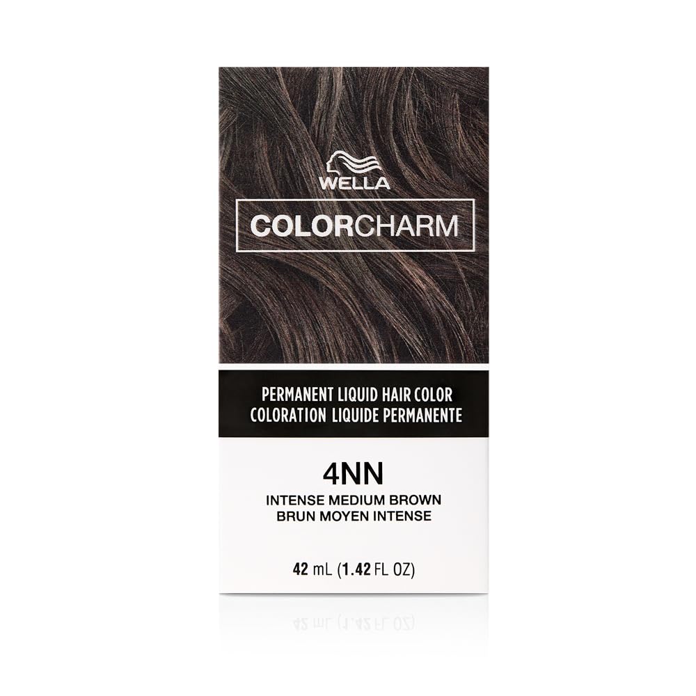 COLORCHARM Permanent Liquid Hair Color for Gray Coverage| 4NN Intense Med Brown | 1.4 Fl Oz