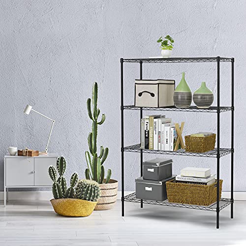HCY Garage Shelving, 54x36x14 inch Metal Shelves 4 Tier Wire Shelving Unit Adjustable Heavy Duty Sturdy Steel Shelving Rack Shelf for Pantry Garage Kitchen (Black)