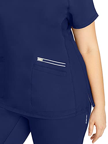Healing Hands Womens Scrub Top 3 Pocket V-Neck Lightweight Breathable Fabric Scrub Tops for Women HH360 2284 Serena Navy 2XL