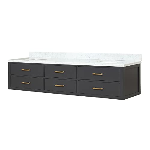 Bell+Modern Tuckerton 84 in W x 22 in D Black Double Bath Vanity and Carrara Marble Top