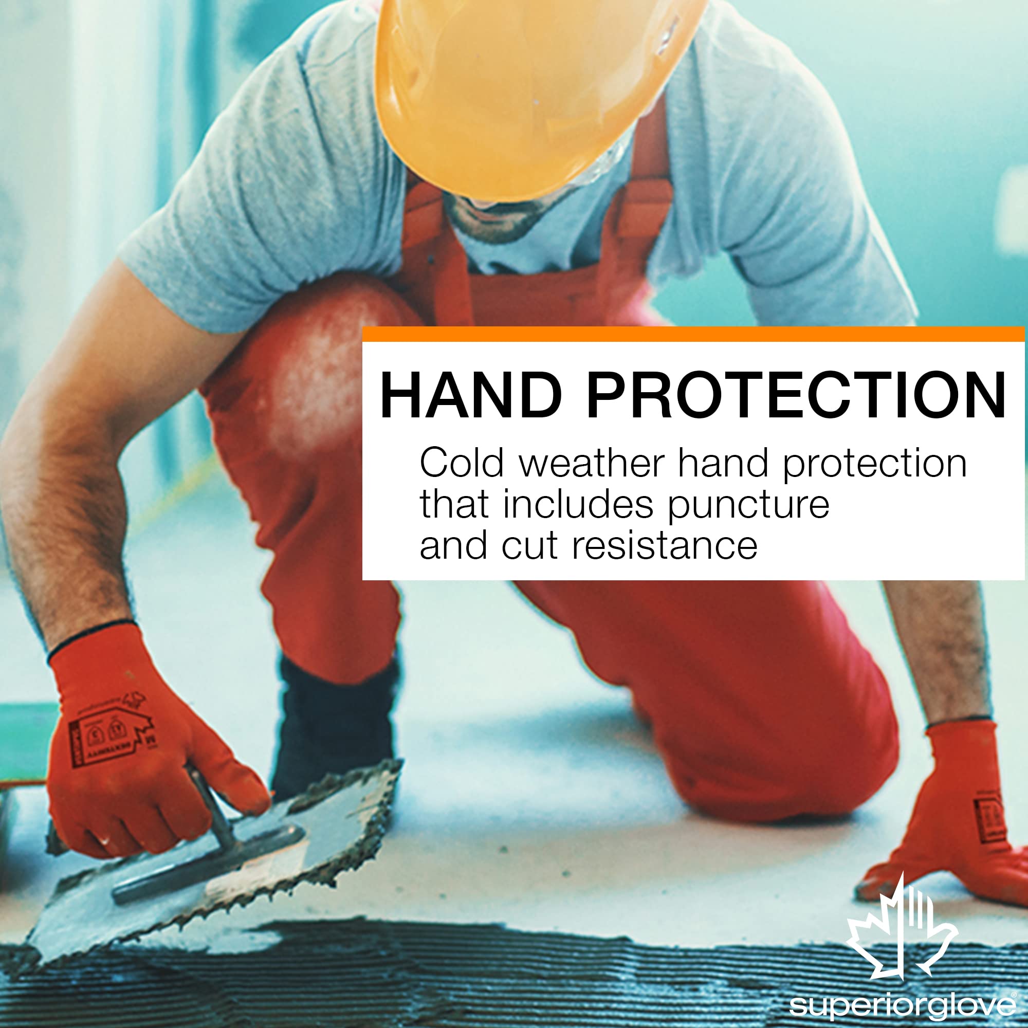 Superior Glove Winter Work Gloves - Fleece-Lined with Black Tight Grip Palms (Cold Temperatures) Freezer Gloves - SNTAPVC - Size Medium