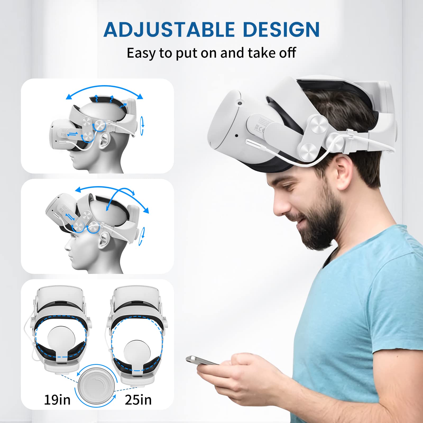alcopanda 1*Head Strap with Battery for Quest 2+1*VR Fan for Oculus Quest 2
