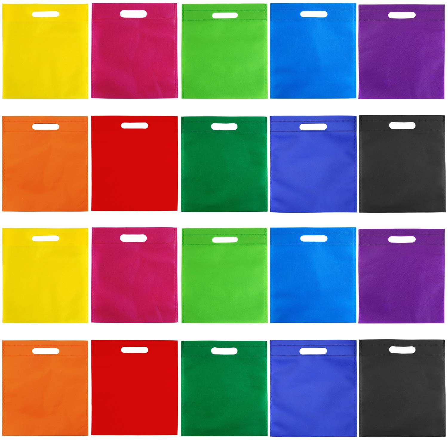 Aneco 50 Pieces Party Non-woven Gift Bags 9.5Ă11.5 Inch Goodie Treat Favor Bag with Handles Rainbow Tote Bag Bulk for Birthday Party Supplies