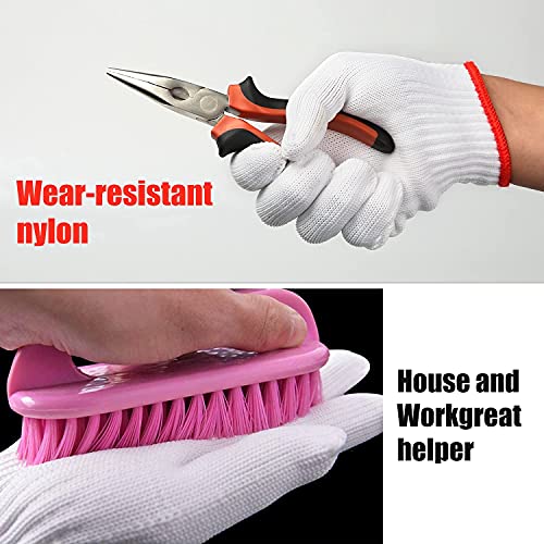 apauls Cotton Work Gloves, 12 Pairs Knitted Lightweight Work Safety Gloves, Elastic Cotton Glove for Painter Mechanic Industrial Warehouse Gardening Construction BBQ
