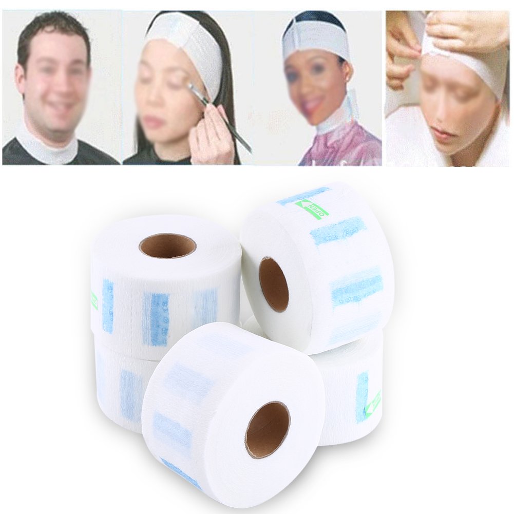 5 Set Pro Disposable Neck Paper Strips, Barber Salon Stretchable Neck Covering Paper Rolls Hair Cutting Accessory Hairdressing Hairstyles Tools