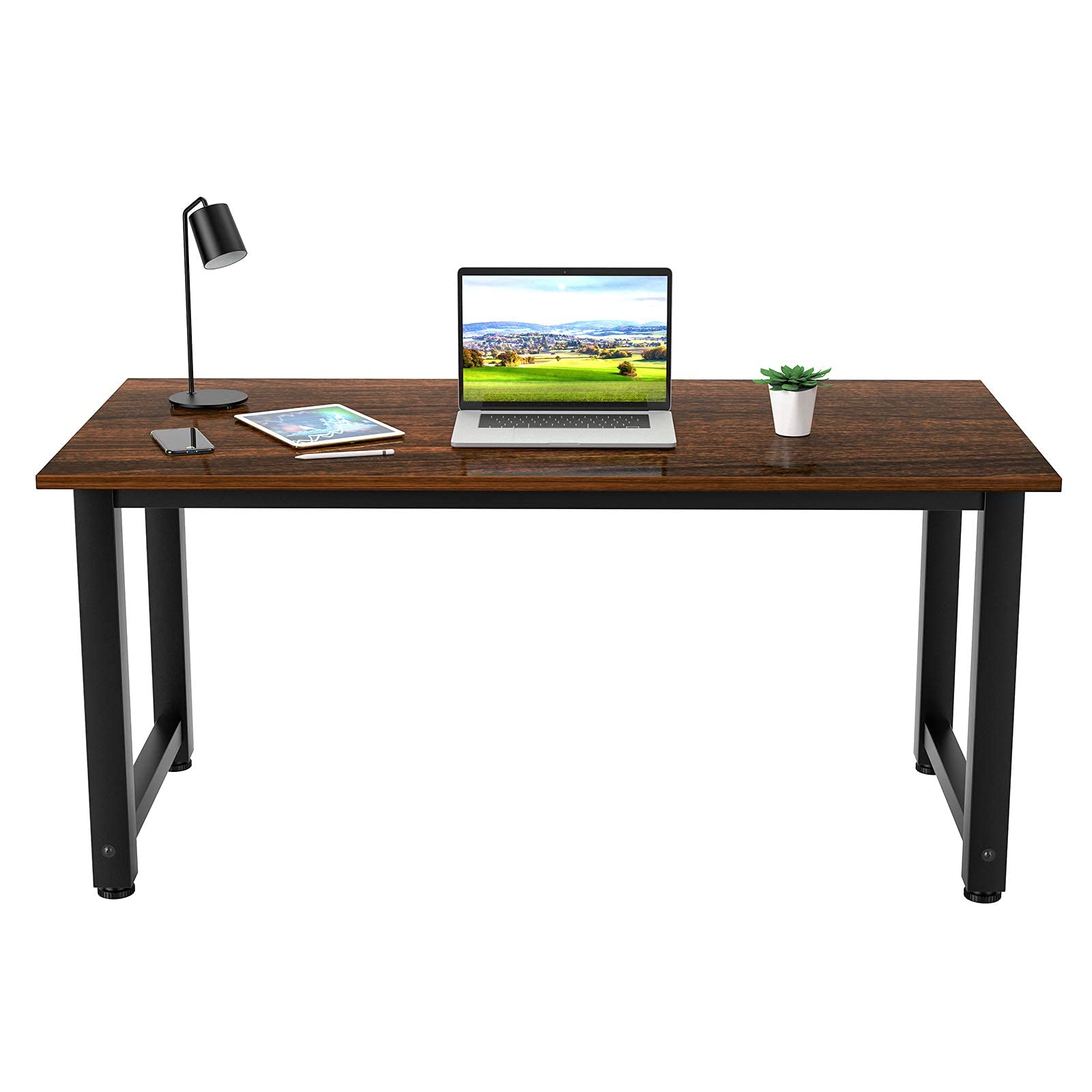 Computer Desk Writing Desk Office Desk Home Desk 63" Metal Frame Sturdy Stable Laminated MDF Desktop Anti Scratch,for Writing,Games and Home Work Desk Modern Finish Wood Board and Sturdy Steel Legs