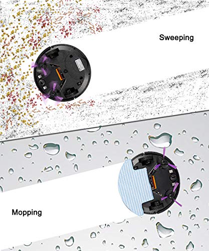 Luby Robot Vacuum Cleaner, Vacuum and Mop Robotic Vacuum Cleaner, Wi-Fi Connectivity, Self-Charging, Super-Thin, Quiet, Cleans for Pet Hair, Hard Floors, Low-Pile Carpets, Black