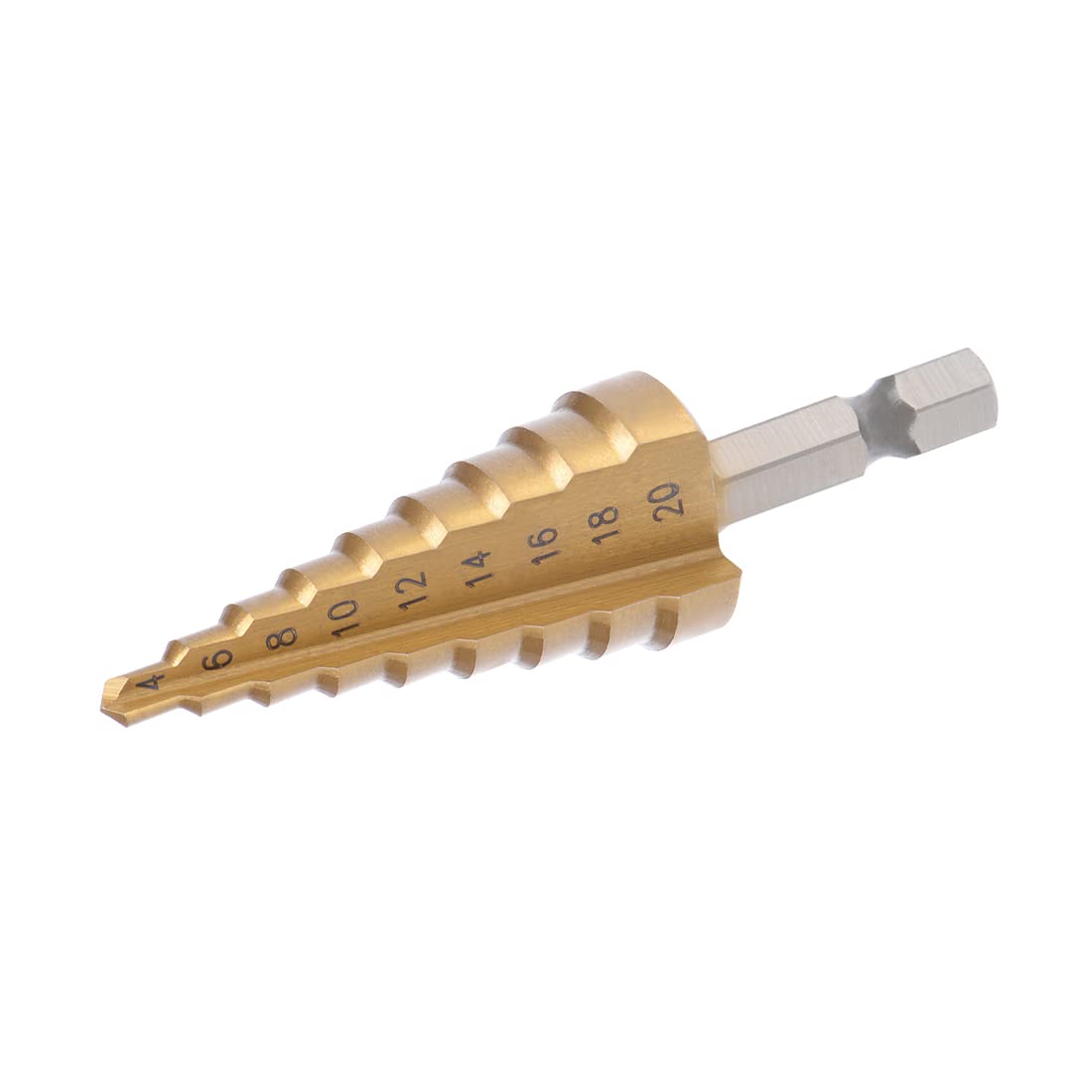 uxcell Step Drill Bit HSS 4241 4mm to 20mm 9 Sizes Titanium Coated Straight Flutes Hex Shank for Metal Wood Plastic