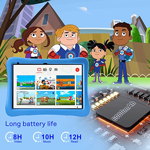 BYANDBY Kids Tablet 10 inch, Android Tablet for Kids, IPS HD Display 1280 X 800, 2GB+32GB ROM, Games, Wi-Fi, Parental Control, Dual Cameras, Tablet Silicone Case, Gift for Boys(Blue)