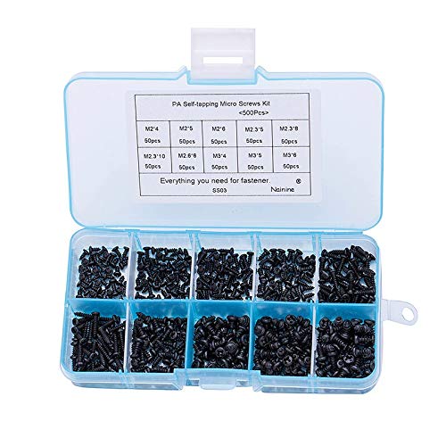 Mercury_Group Fasteners, 500Pcs M2 M2.3 M2.6 M3 PA Micro Laptop Repair Screws Computer PC Pan Self-Tapping Electronic Small Wood Screws SS03