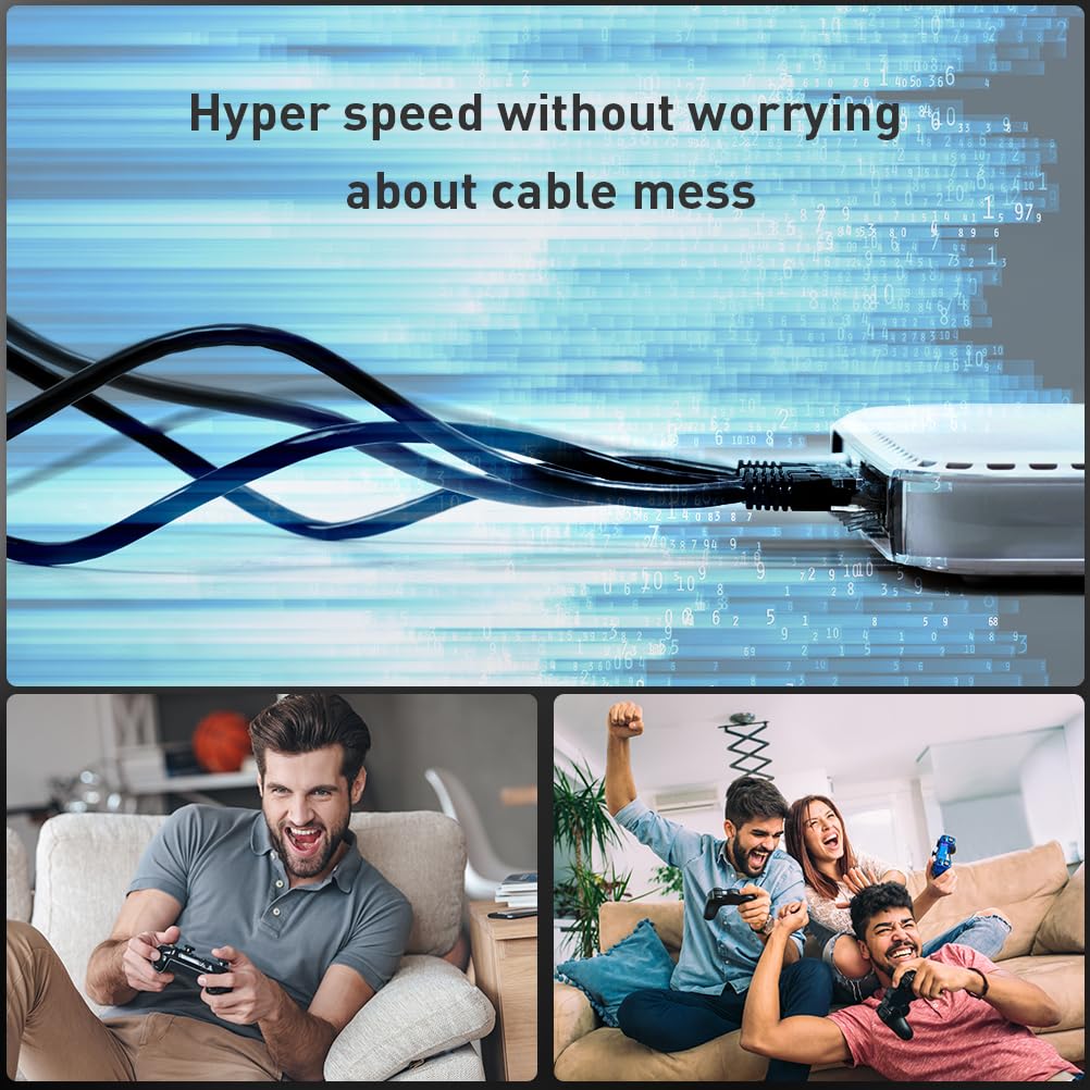 50ft ethernet Cable,Cat 8 Ethernet Cable with 40Gbps 2000Mhz High Speed Internet Cable,50 Foot LAN Cable, Gold Plated RJ45 Connector for Modem/Router/PS3/4/5/Gaming/PC, Black