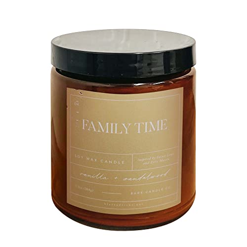 Blessed Is She - Sandalwood & Vanilla Scented Glass Candle Jar with Lid - 7.2 Oz | 100% Natural  Soy Wax with Wood Wick Candles | 70-84 Hours Long Burning Candles for Home Scented
