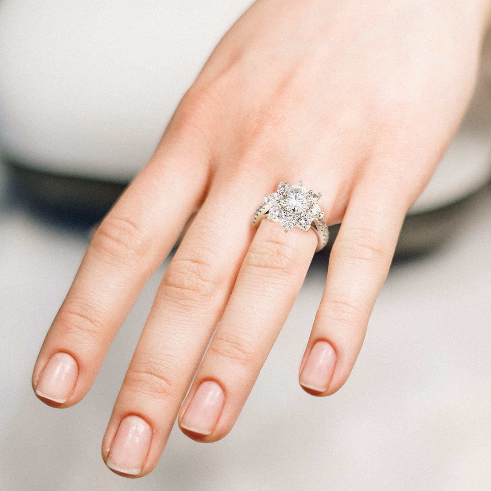 ABSOLUTE Moissanite Rings for Womens Engagement Rings 2 Carat Round Cut Solitaire Rings 925 Sterling Silver Rings And Anniversary With Certificate Mossinate Rings for Women Size#7