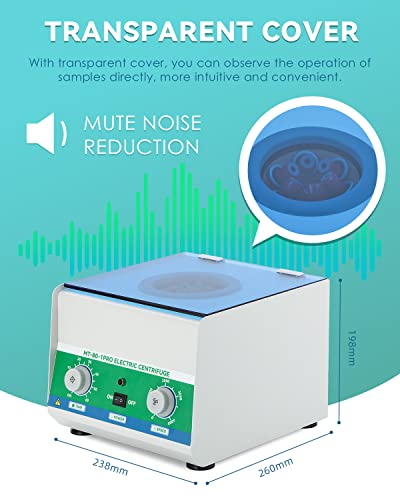 Mxmoonant 15mlX6 Centrifuge Machine Desktop Lab Centrifuge, 0-3200 RPM Electric Benchtop Centrifuges, for Laboratory School Plasma Practice 80-1 (110V US Plug)