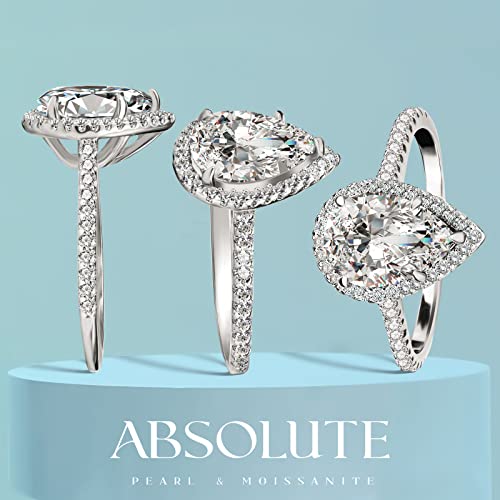 ABSOLUTE Pear Shaped 1.8 Ct CZ Engagement Rings for Women Cubic Zirconia Promise Ring For Her S925 Sterling Silver Rings Platinum Plated #Size #7