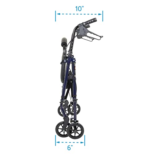 Carex Steel Rollator Walker with Seat and Wheels - Rolling Walker for Seniors - Walker Supports 350lbs, Foldable, For Those 5'0" to 5'8", Walker With Wheels