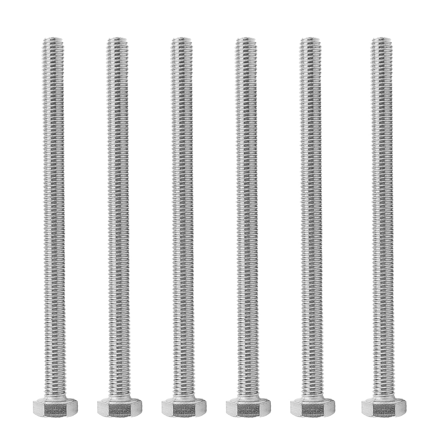 MroMax 6Pcs M8 x 120mm Hex Head Screws Bolts, 304 Stainless Steel 18-8, Fully Threaded, External Hex Drive, for Mounting Chair, Handles, Rail, Pump, Wheels, Antenna Parts, Boat and Plastic Bumpers