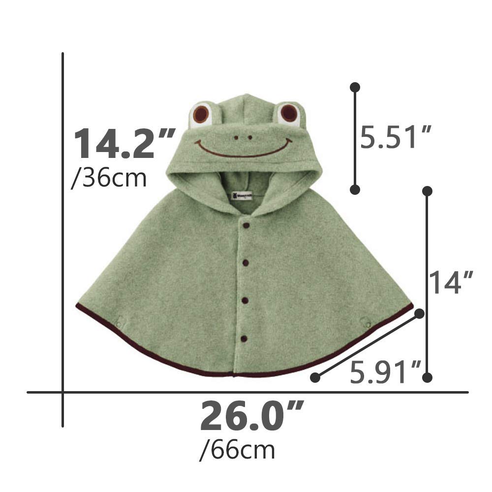 Frog Hood Carseat Poncho for Kids - Fleece Hooded Wool Cape Coats for Toddlers