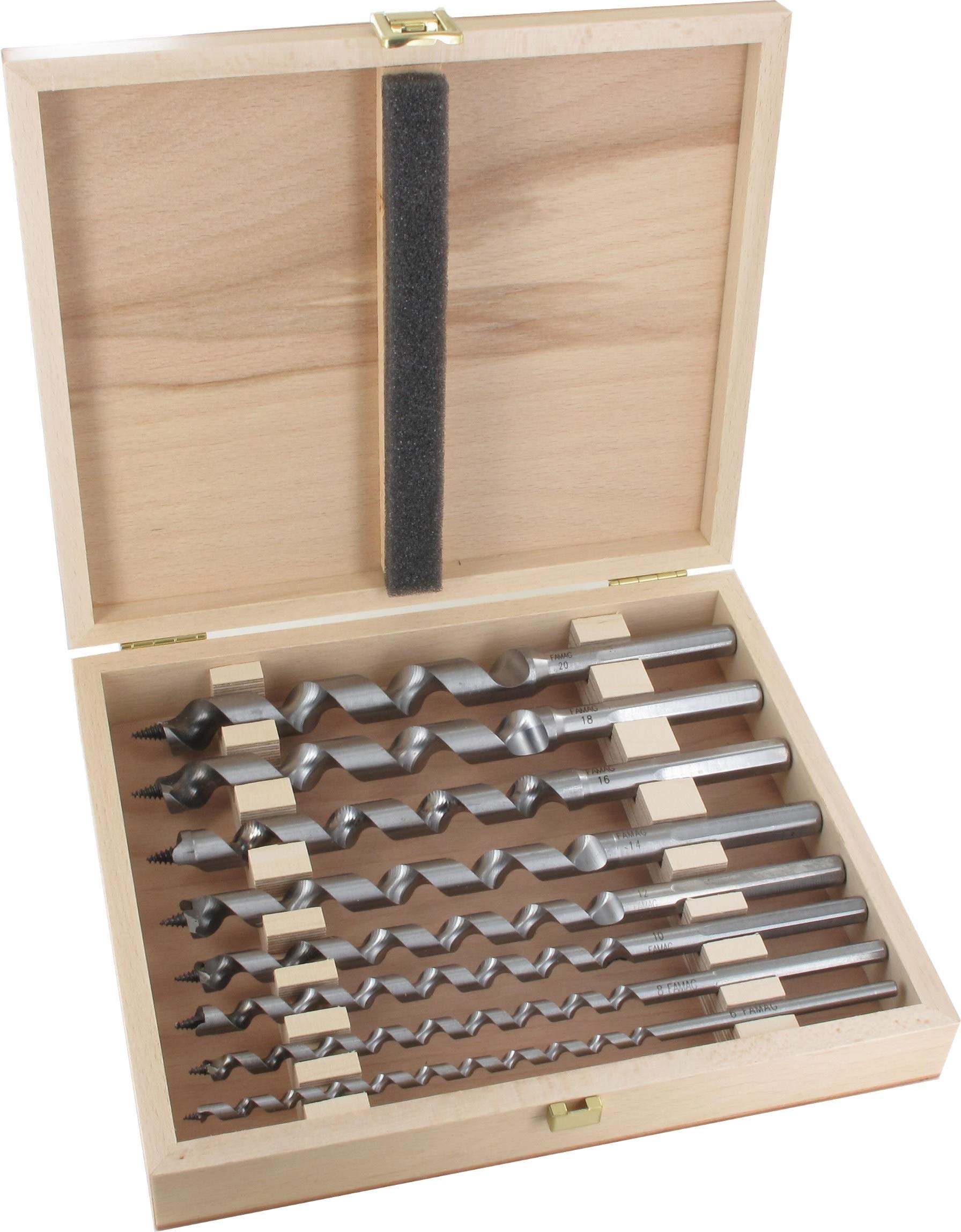 Famag Lewis 1414200 Auger Set In Wooden Box 10-20 x 235 mm Set of 8