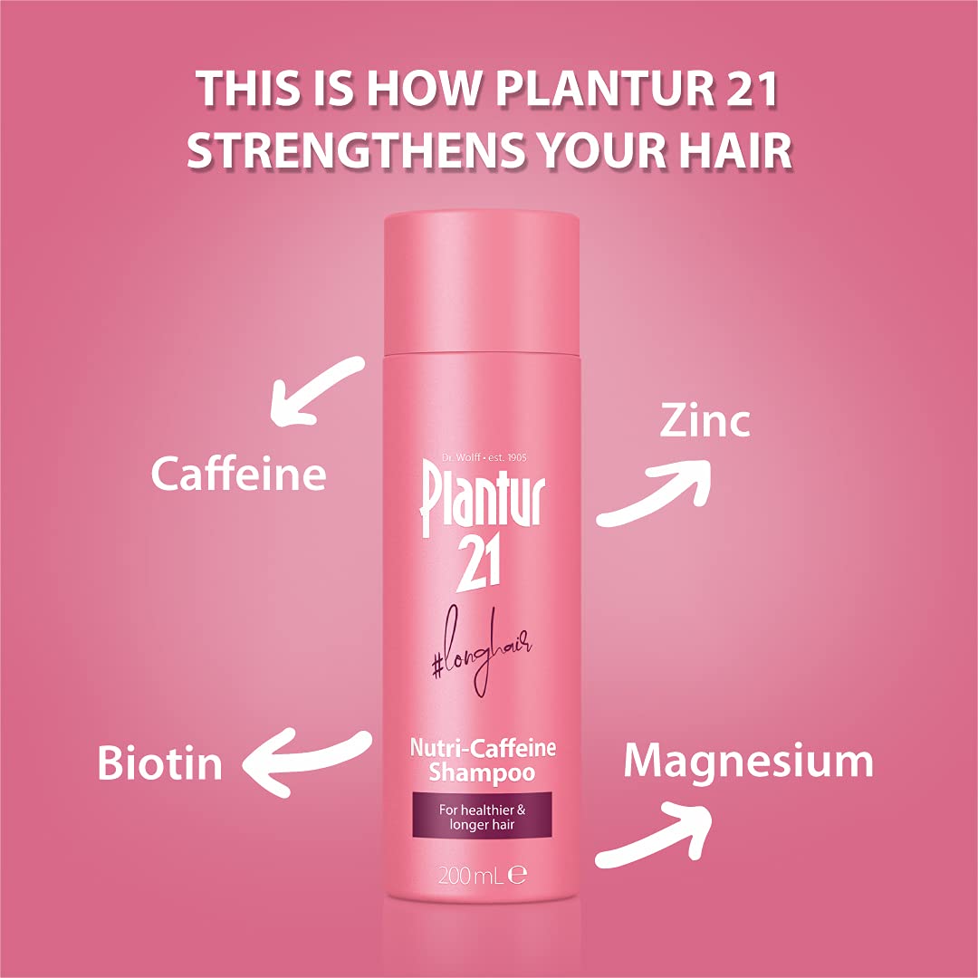Plantur 21#longhair Nutri-Caffeine Women's Long Hair Shampoo with Keratin and Biotin: Strengthen and Nourish, 6.76 fl oz